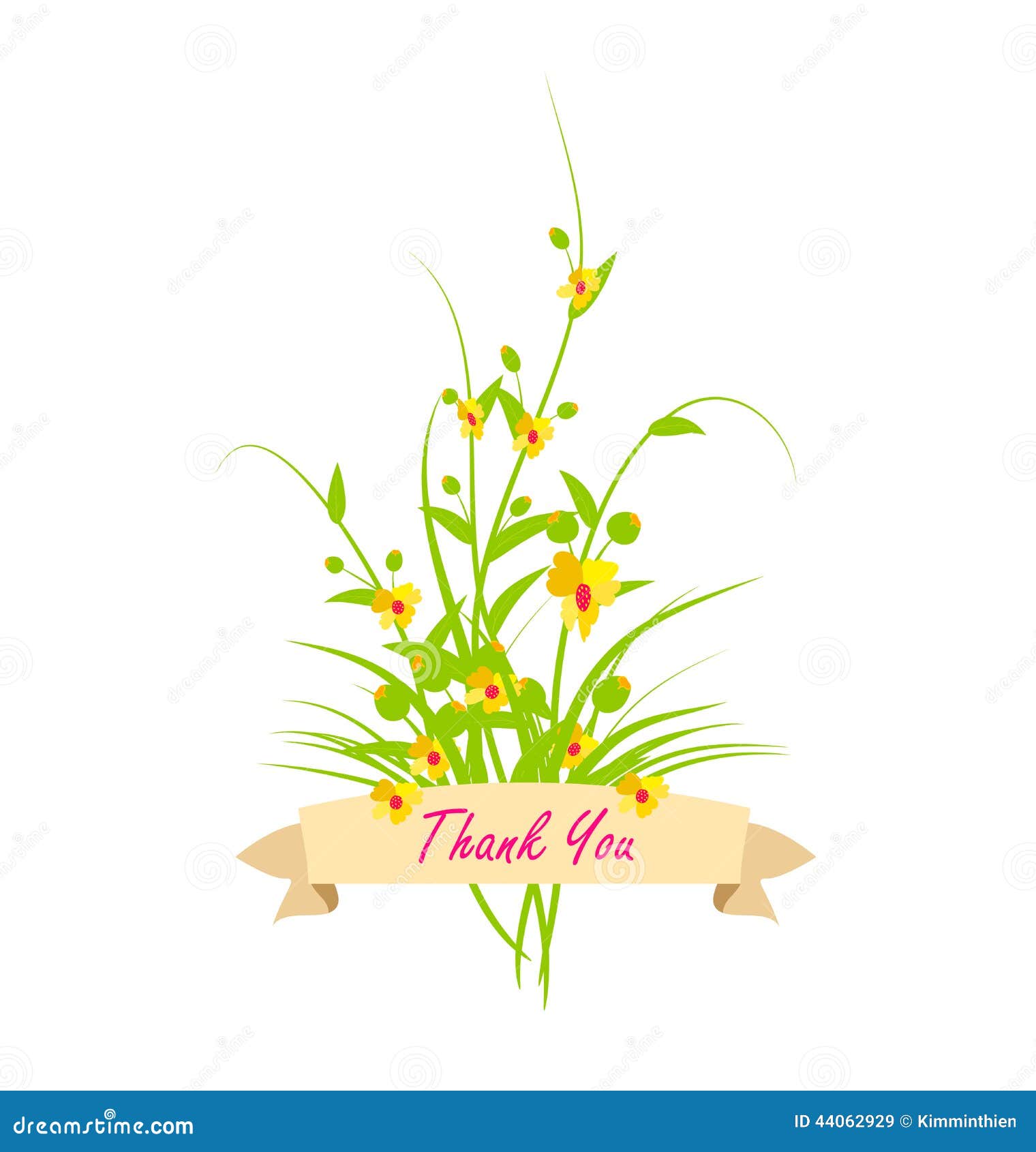 Thank you with Flowers Set stock vector. Illustration of grass - 44062929