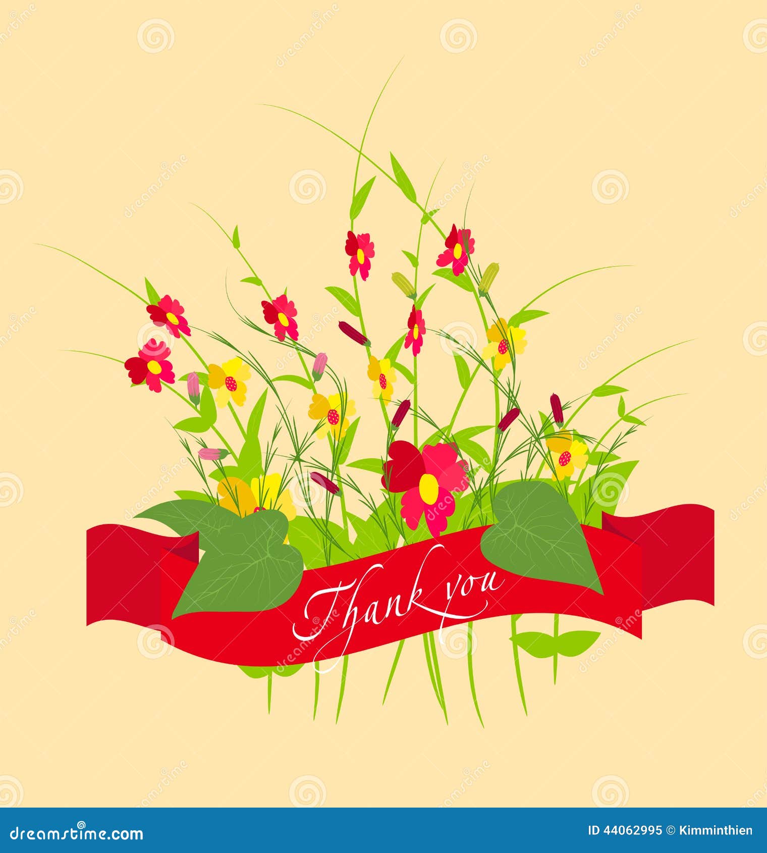 Thank you with Flowers Set stock vector. Illustration of bouquet - 44062995