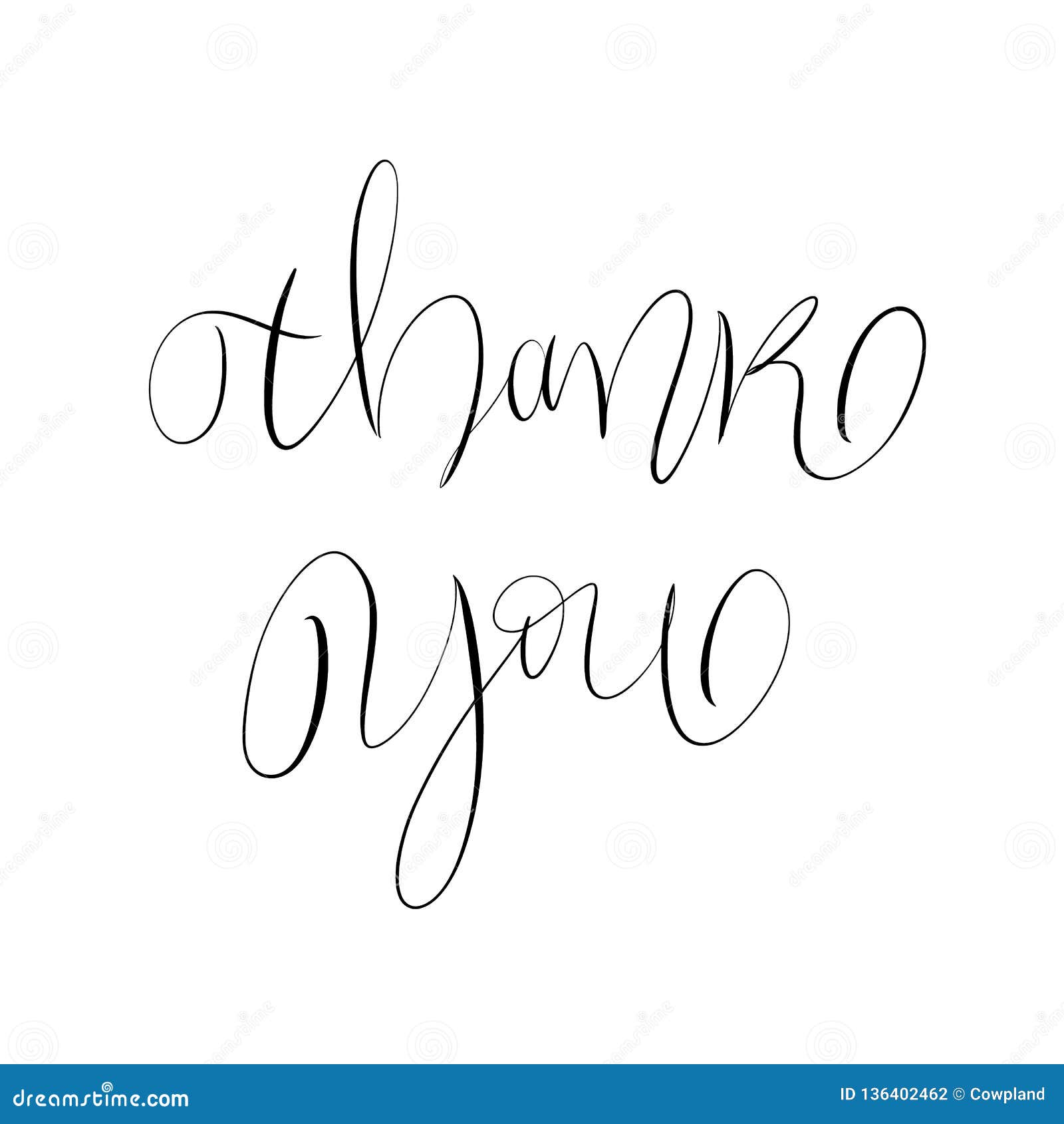 Thank You Calligraphy stock vector. Illustration of elegant - 136402462