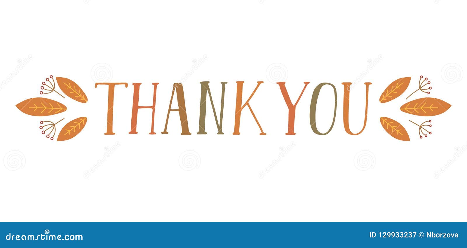 Thank You. Handwritten Text with Autumn Decor on White Background Stock ...