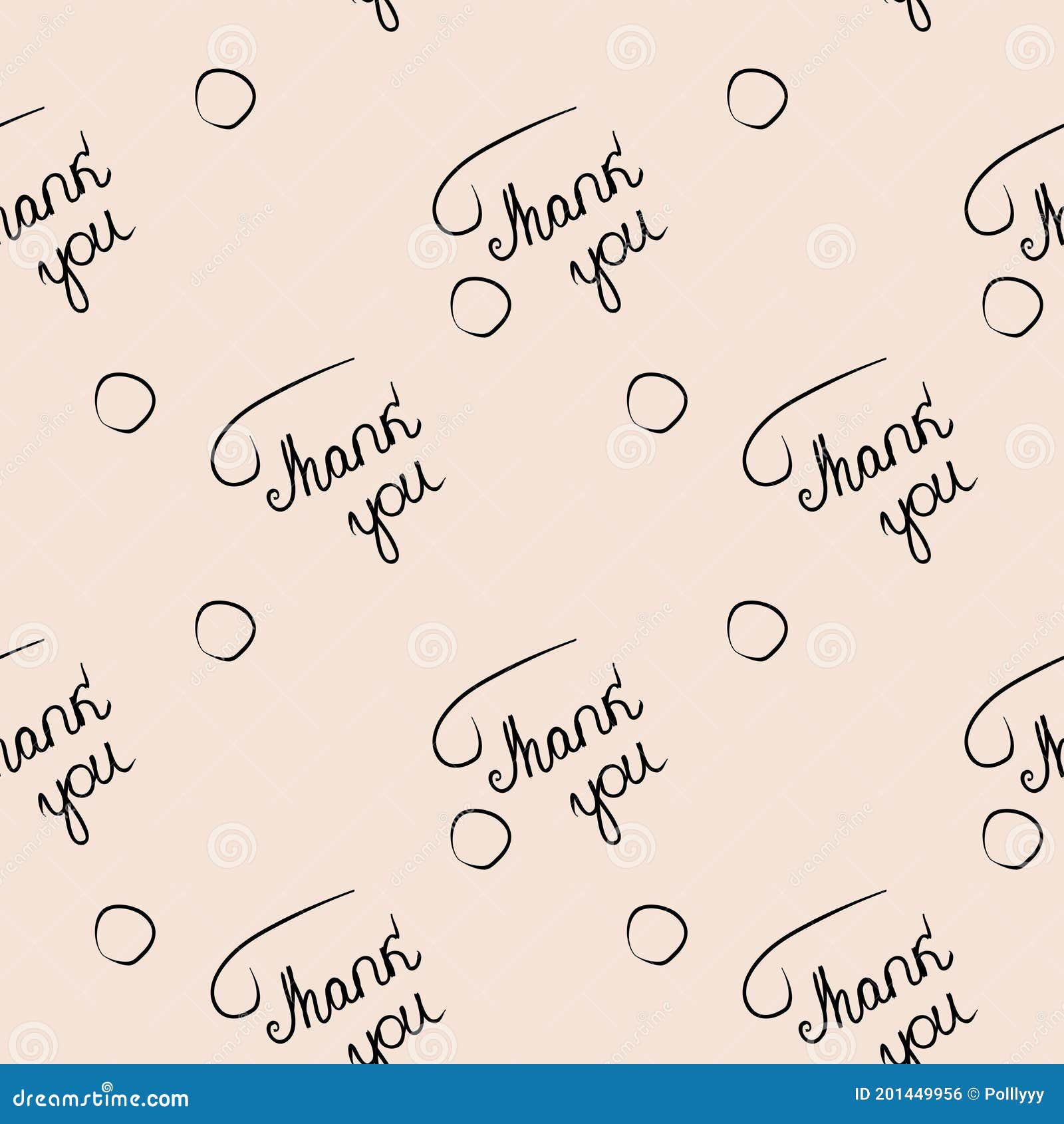 Thank You Handwritten Text, Vector Seamless Pattern Background. Art ...