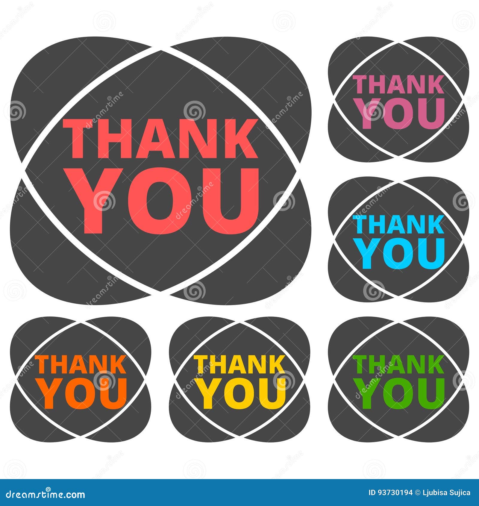 Thank you icons set stock vector. Illustration of message - 93730194