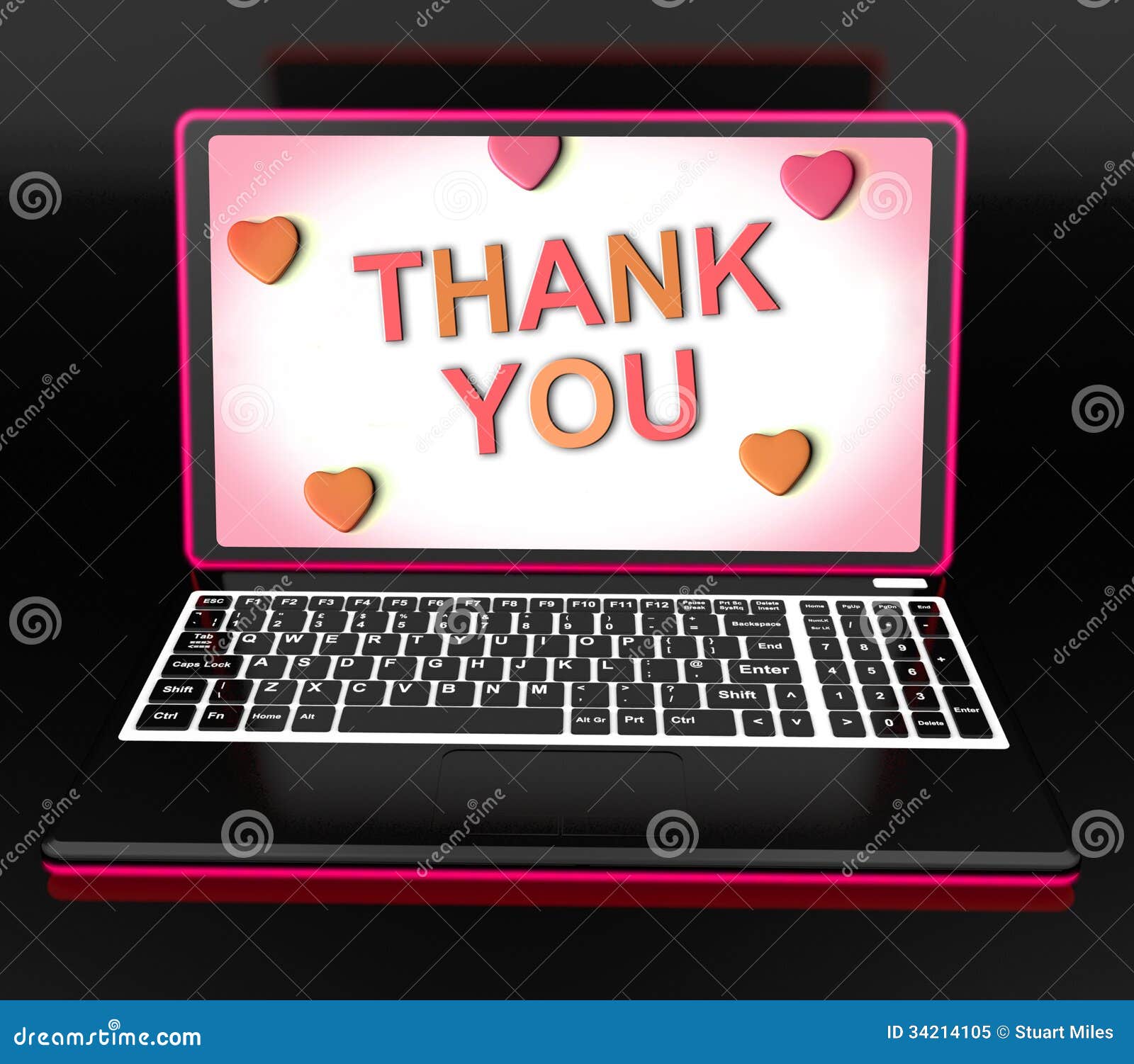 Thank You on Laptop Shows Appreciation Thanks and Gratefulness Stock ...