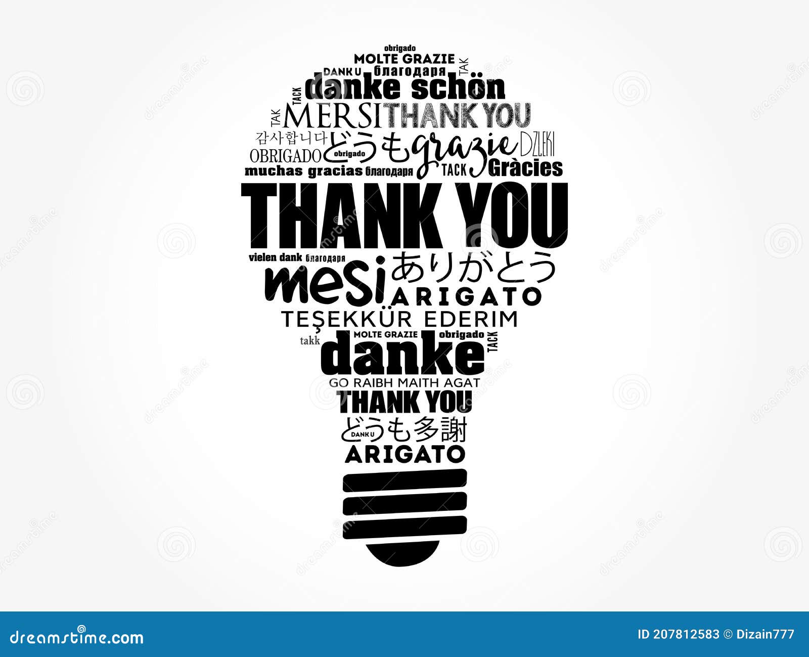 Thank You Light Bulb Word Cloud Stock Illustration - Illustration of ...