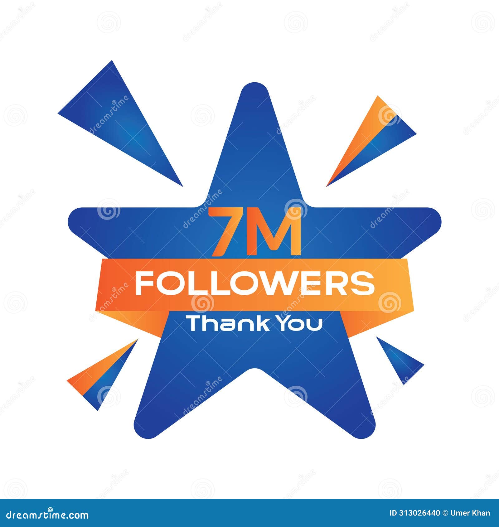 Thank You 7M Followers Template Design. Stock Illustration ...