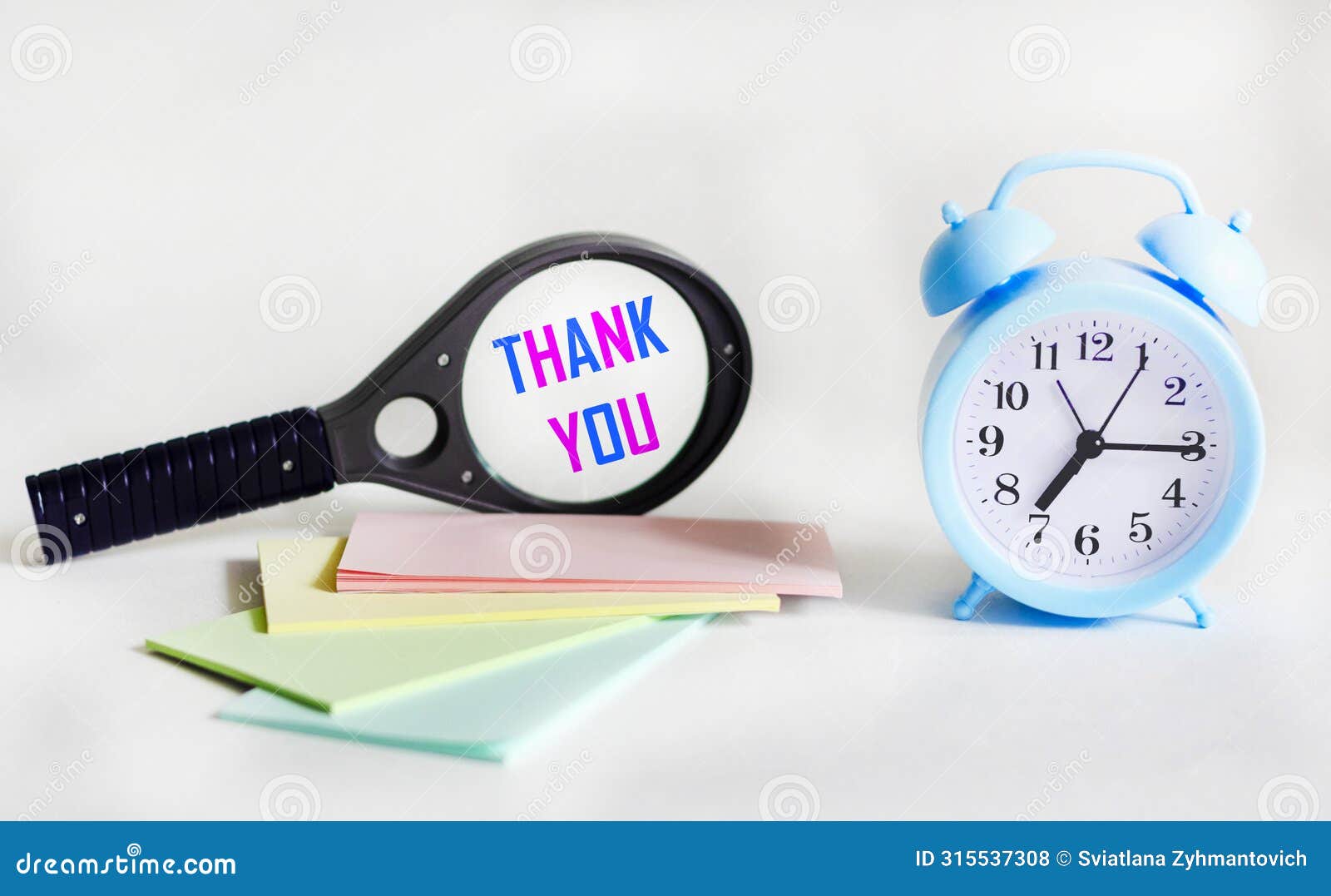 Thank You, Magnifying Glass with Words on a White Background with ...