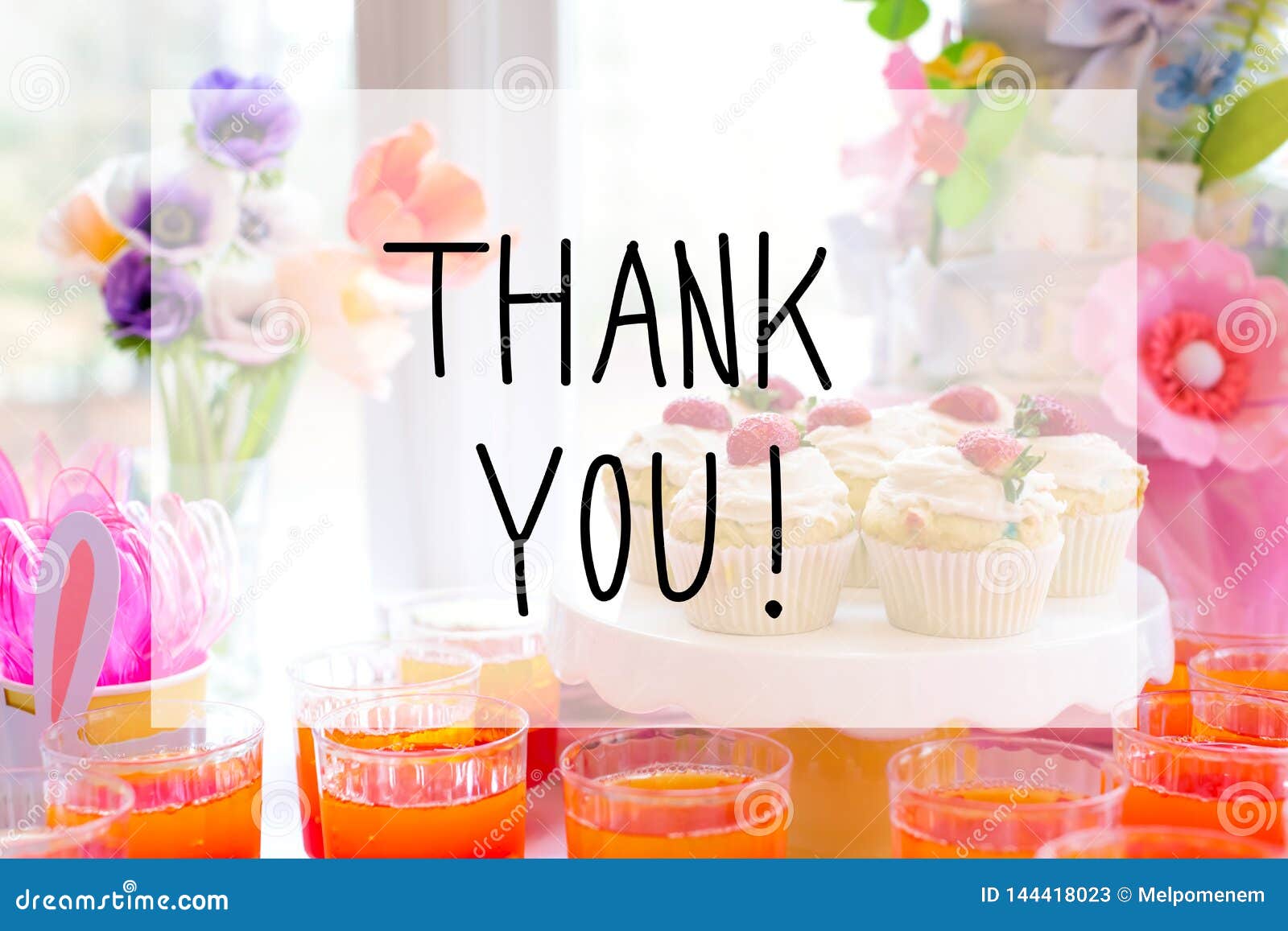Thank You Message with Dessert Table Stock Illustration - Illustration ...