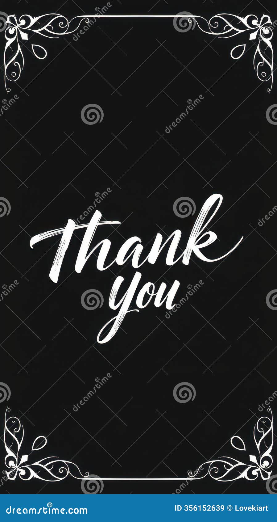 Thank You Message Displayed in Elegant Script with Decorative Borders ...