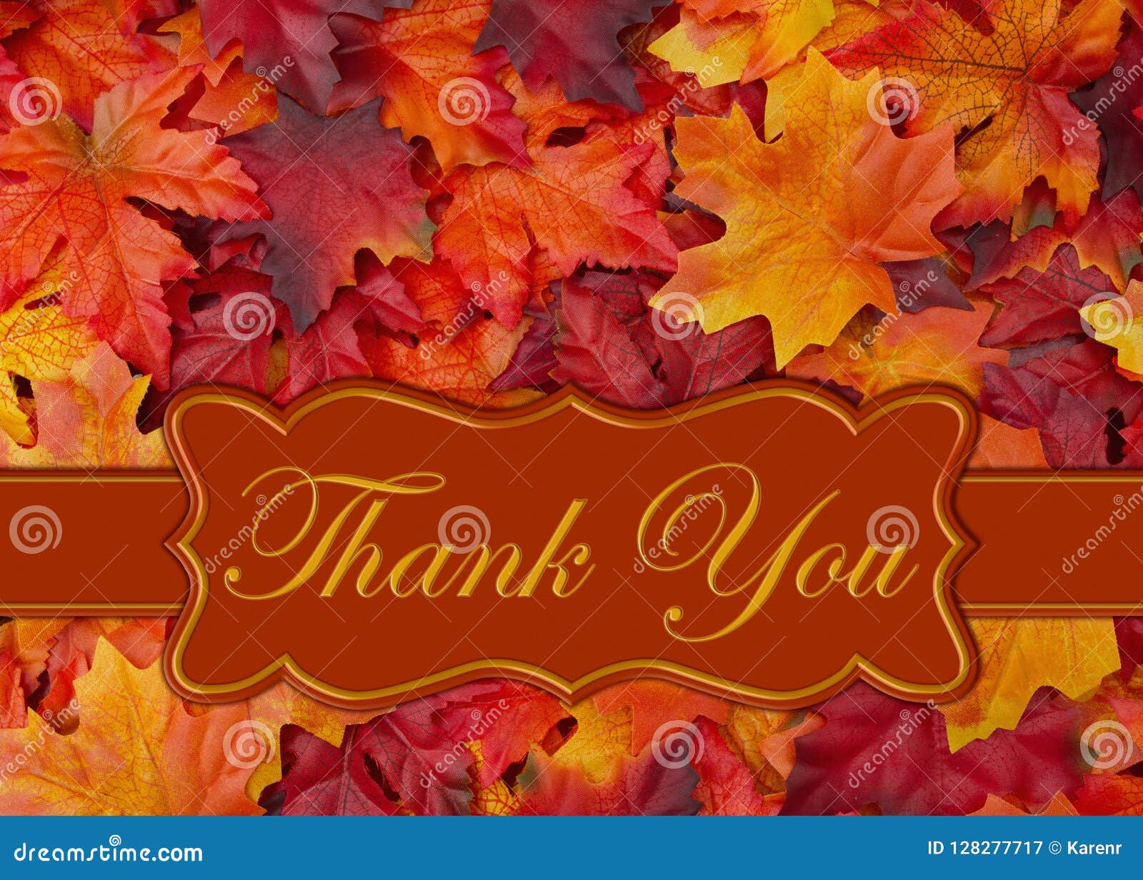 Thank You Message with Fall Leaves Stock Image - Image of object ...