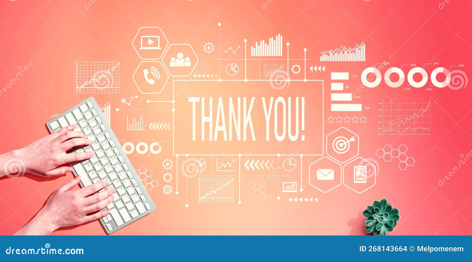 Thank You Message with Person Using Computer Keyboard Stock Photo ...