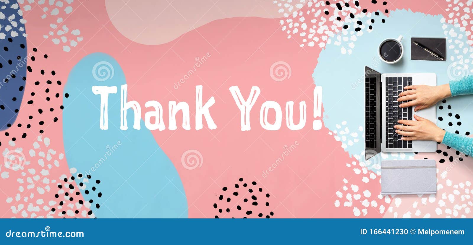 Thank You Message with Person Using Laptop Stock Photo - Image of ...