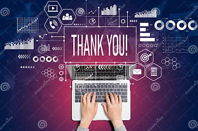 Thank You Message with Person Using Laptop Stock Photo - Image of thank ...