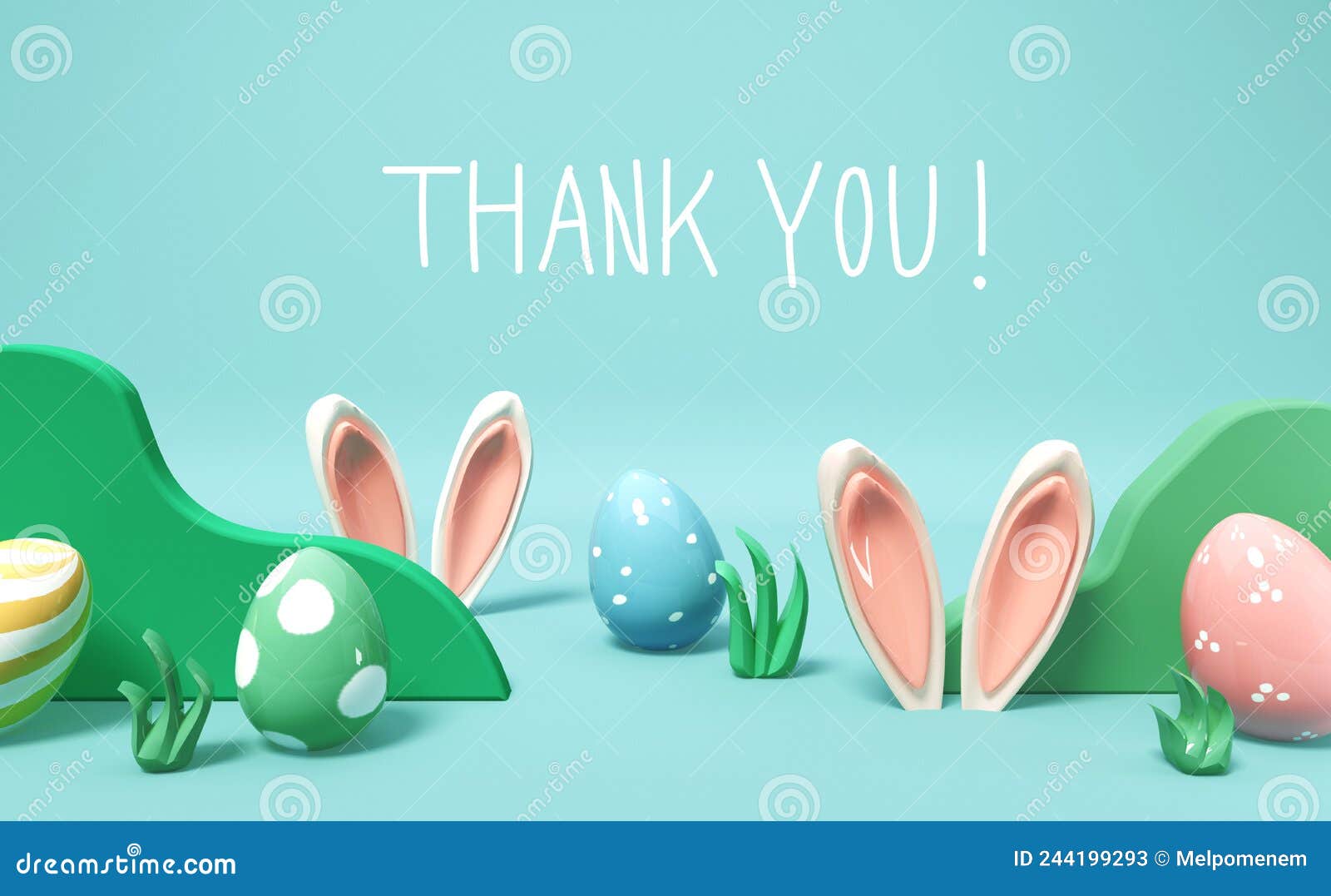 Thank You Message with Rabbit Ears Stock Illustration - Illustration of ...