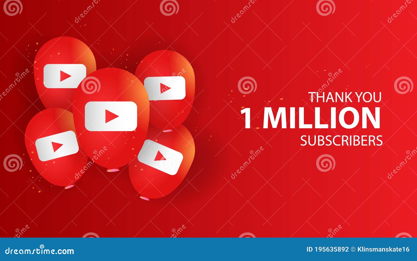 Thank You 1 Million Subscribers Banner Design Template On Red ...