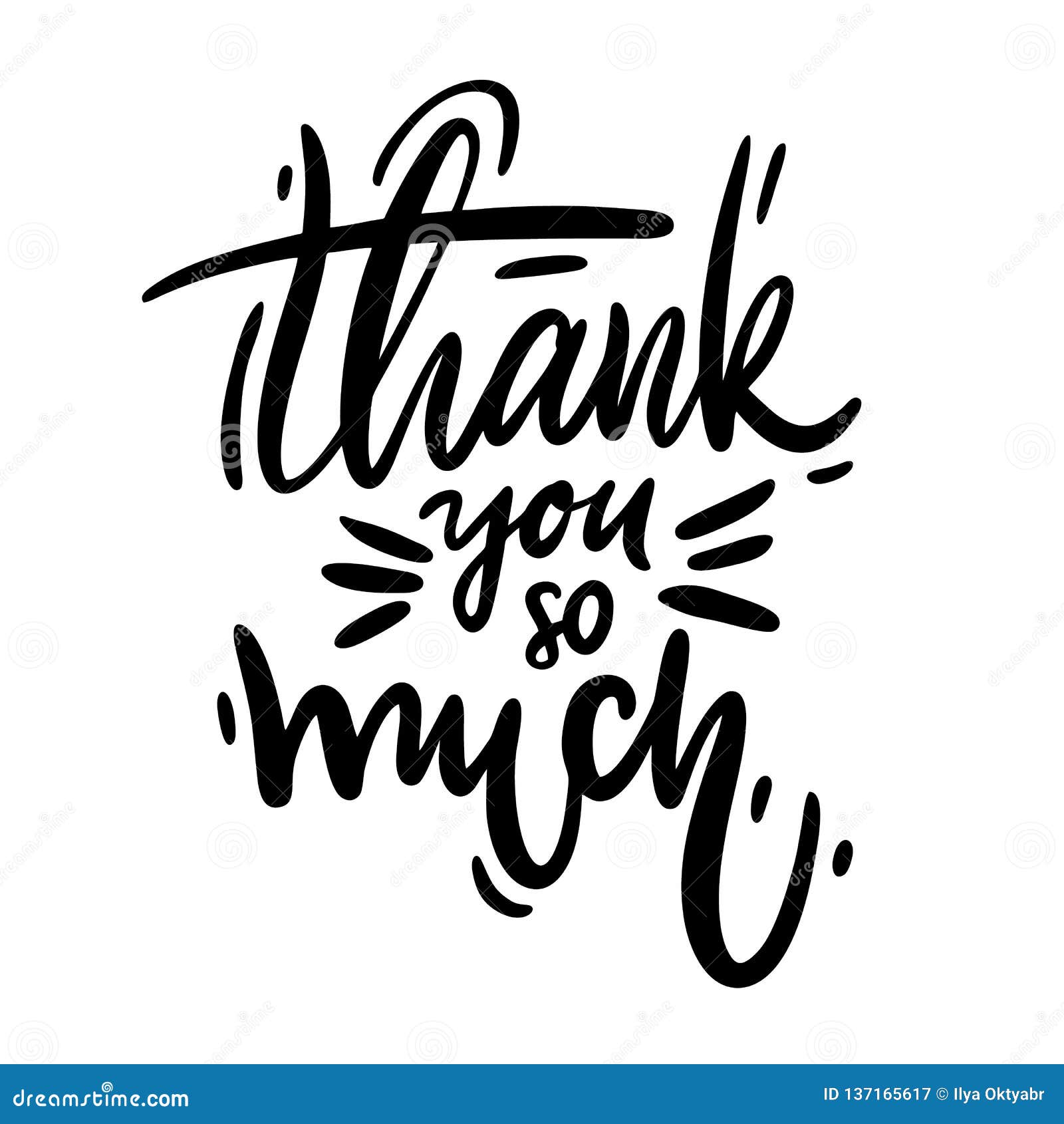 Thank You So Much Card Hand Drawn Greetings Lettering Stock