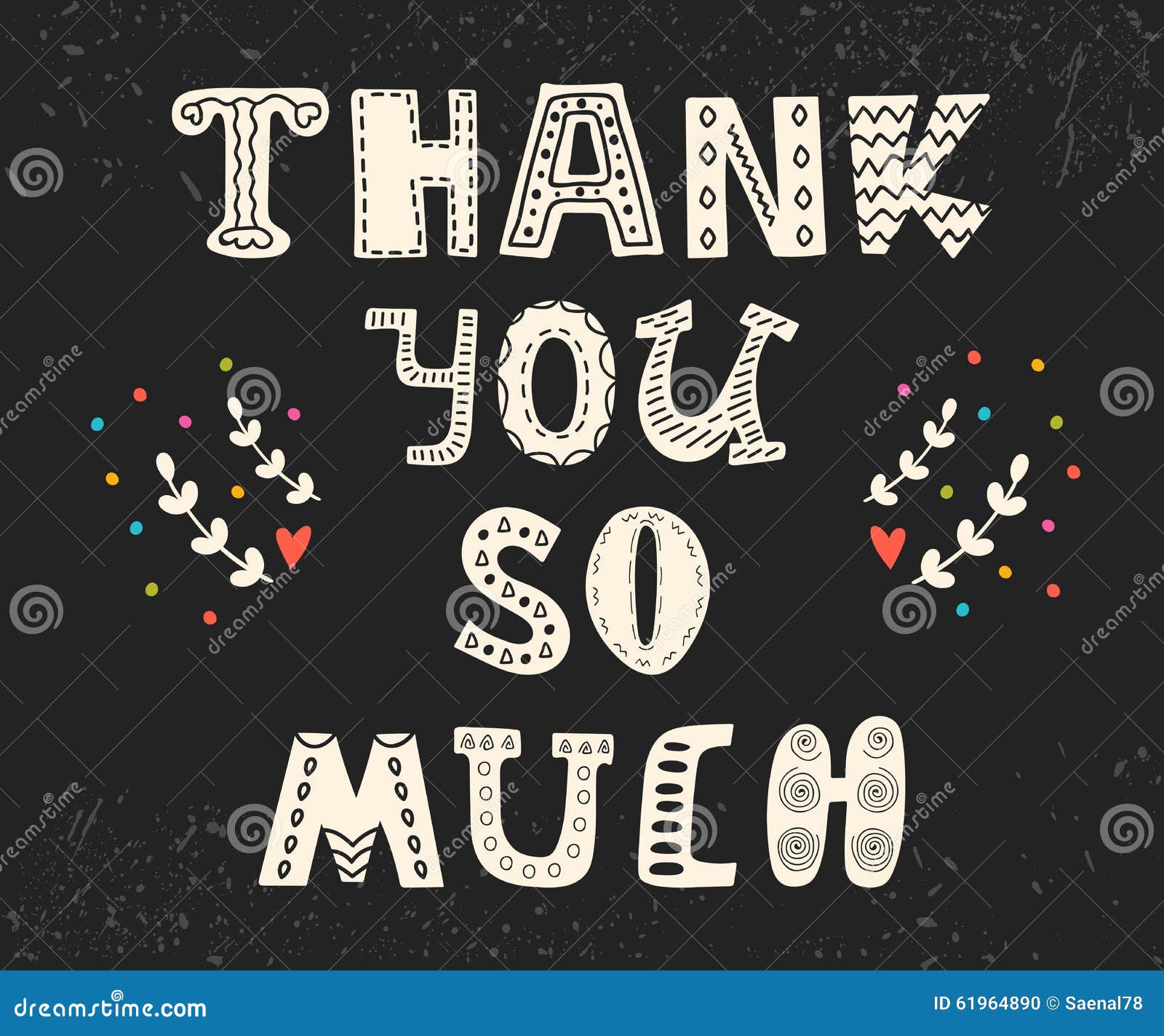 Thank You so Much. Postcard with Funny Design Elements Stock Vector ...
