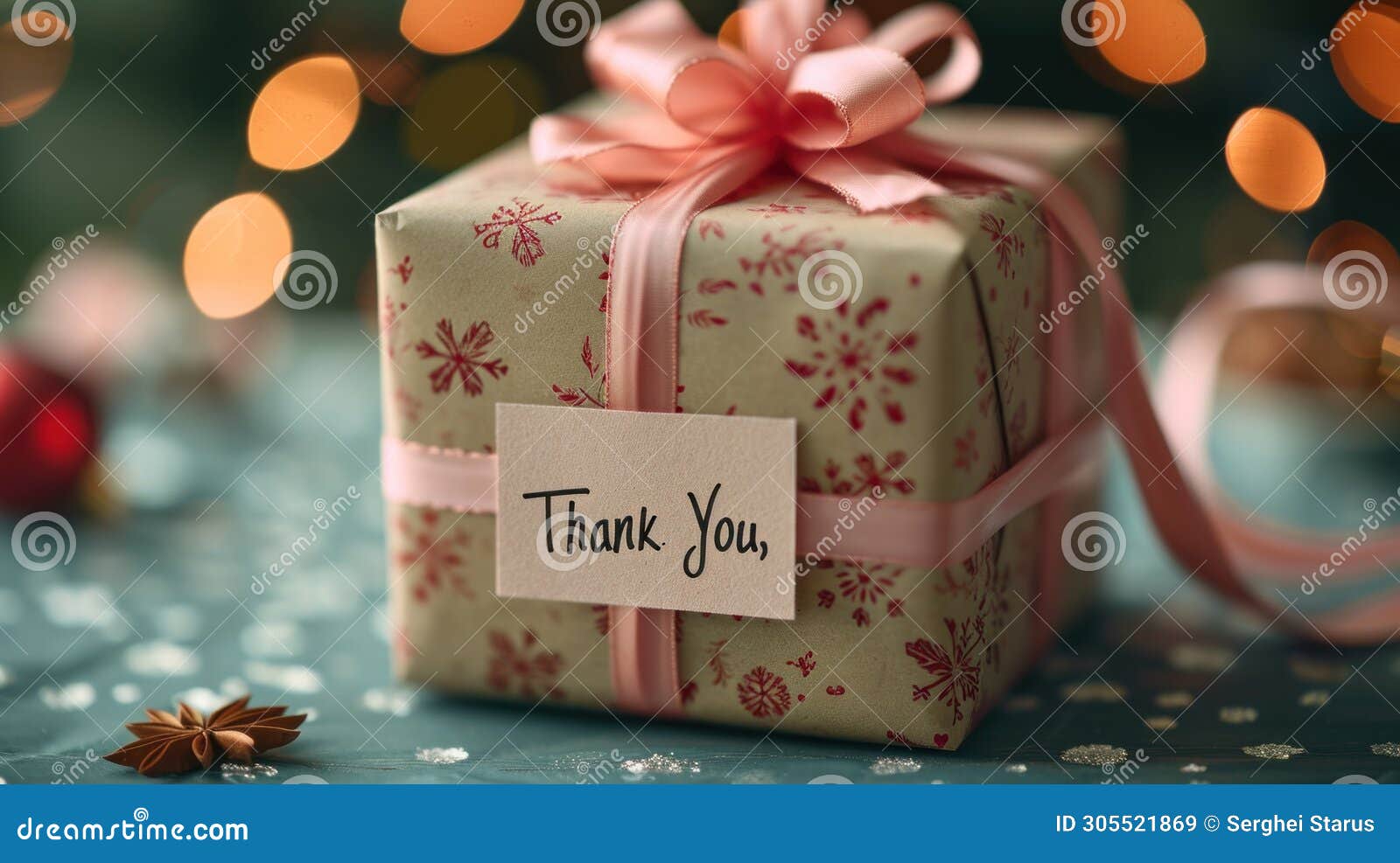 A Thank You Note with a Bow on Top of Gift Wrapped in Paper, AI Stock ...