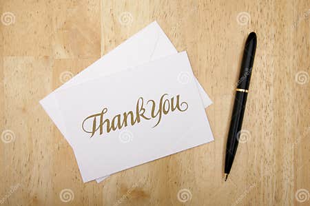 Thank You Note Card and Pen Stock Photo - Image of desk, background ...