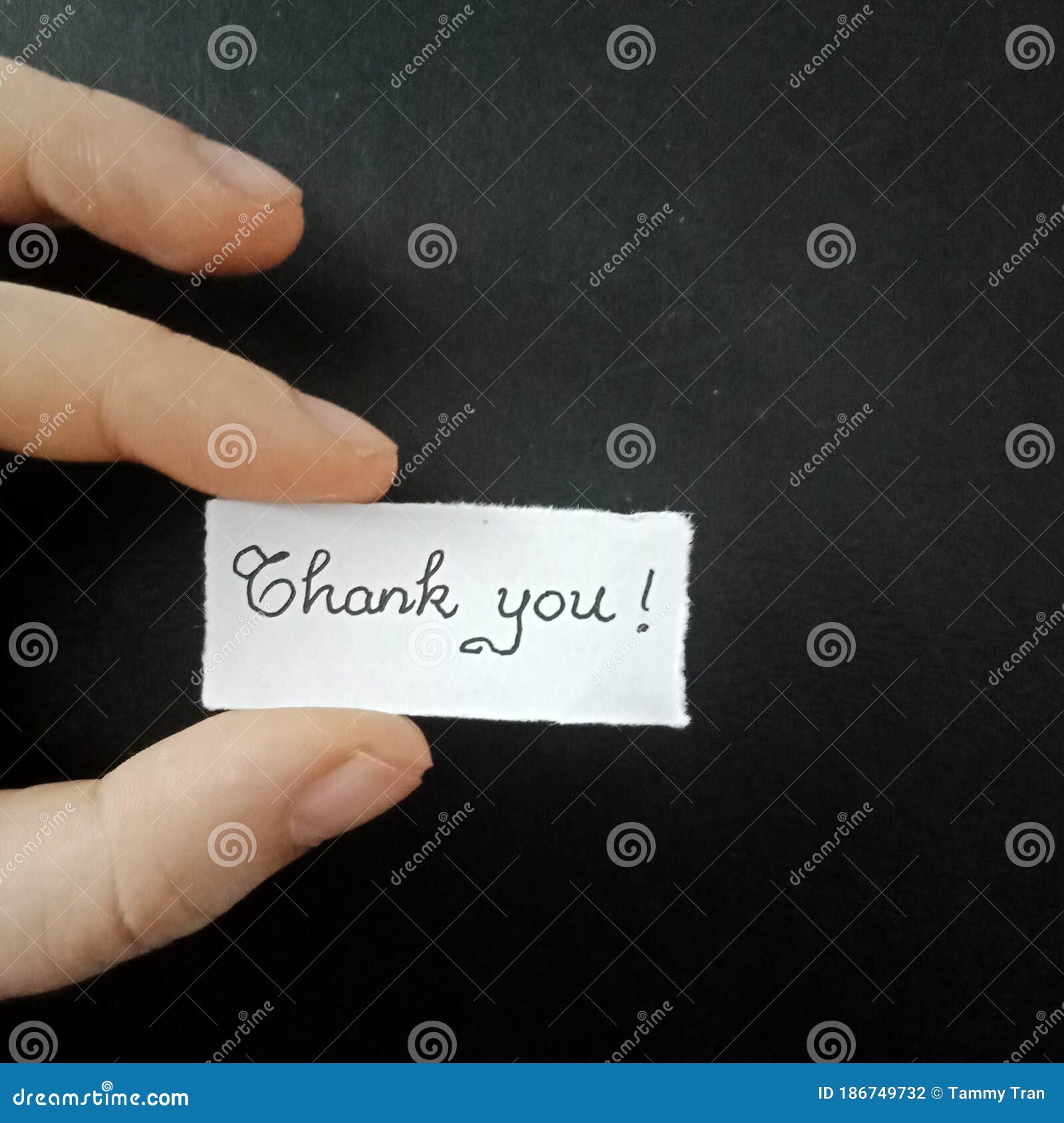 Thank You Note, Handwritten Tiny Mesage, Handwriting Paper Note. Stock ...