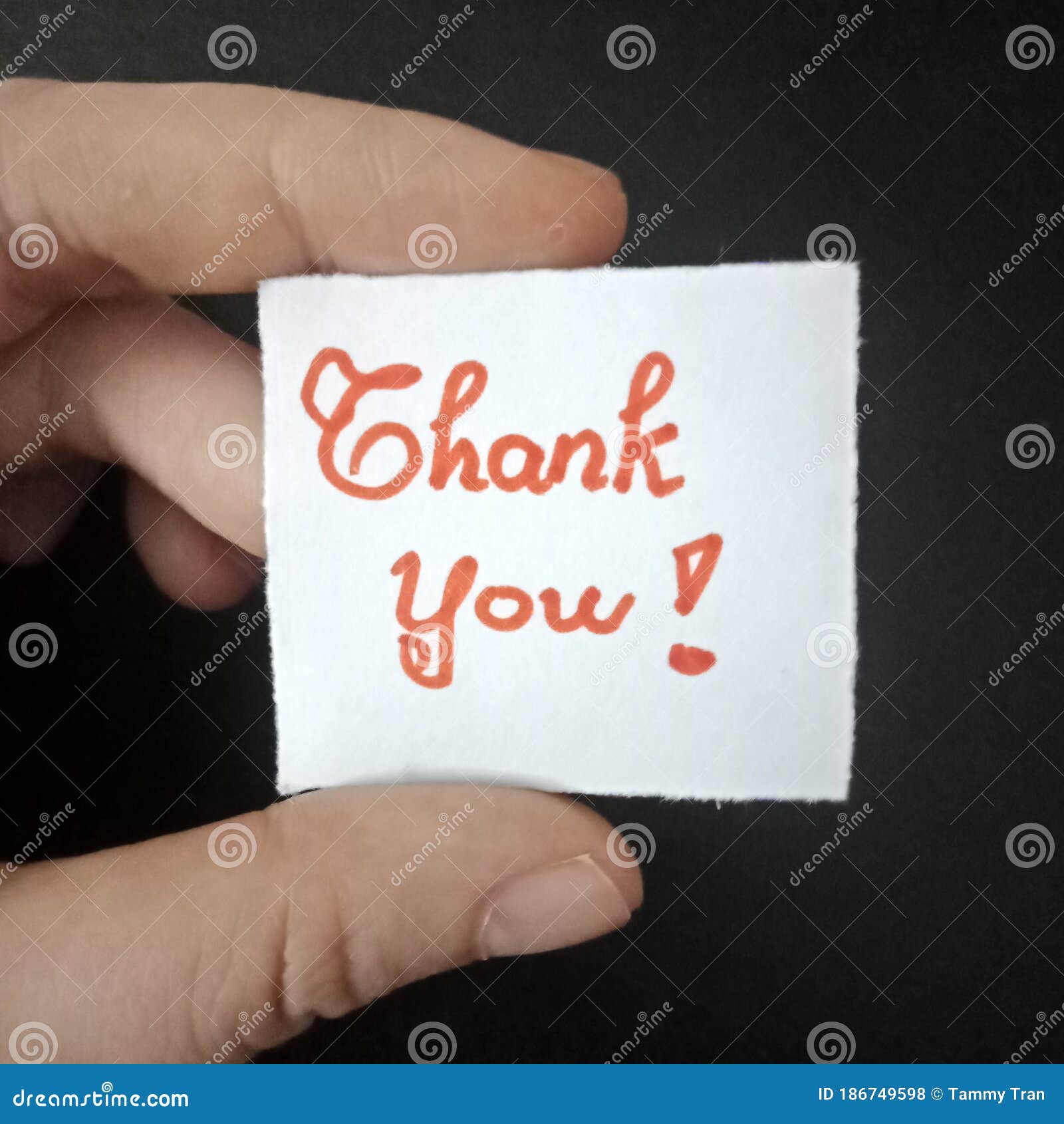 Thank You Note, Handwritten Tiny Mesage, Handwriting Paper Note. Stock ...
