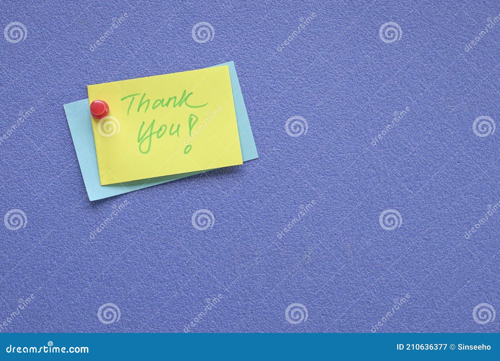 Thank You Note Pin on Blue Board Stock Image - Image of stationery ...