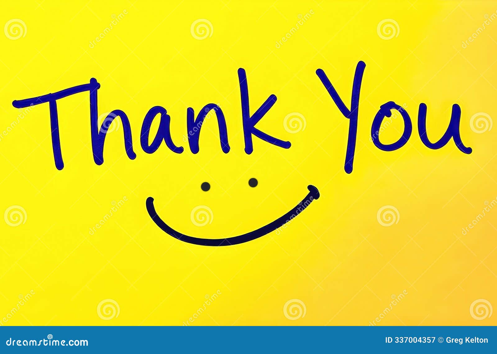 Thank You Note with Smiling Face on Bright Yellow Background for ...