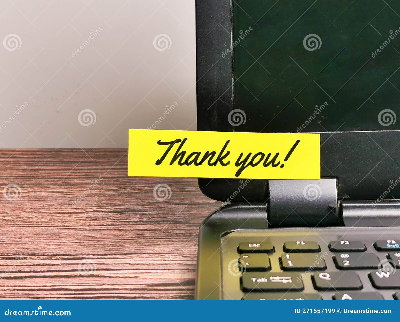 Thank You Note Stick on Laptop. Stock Image - Image of note, grateful ...