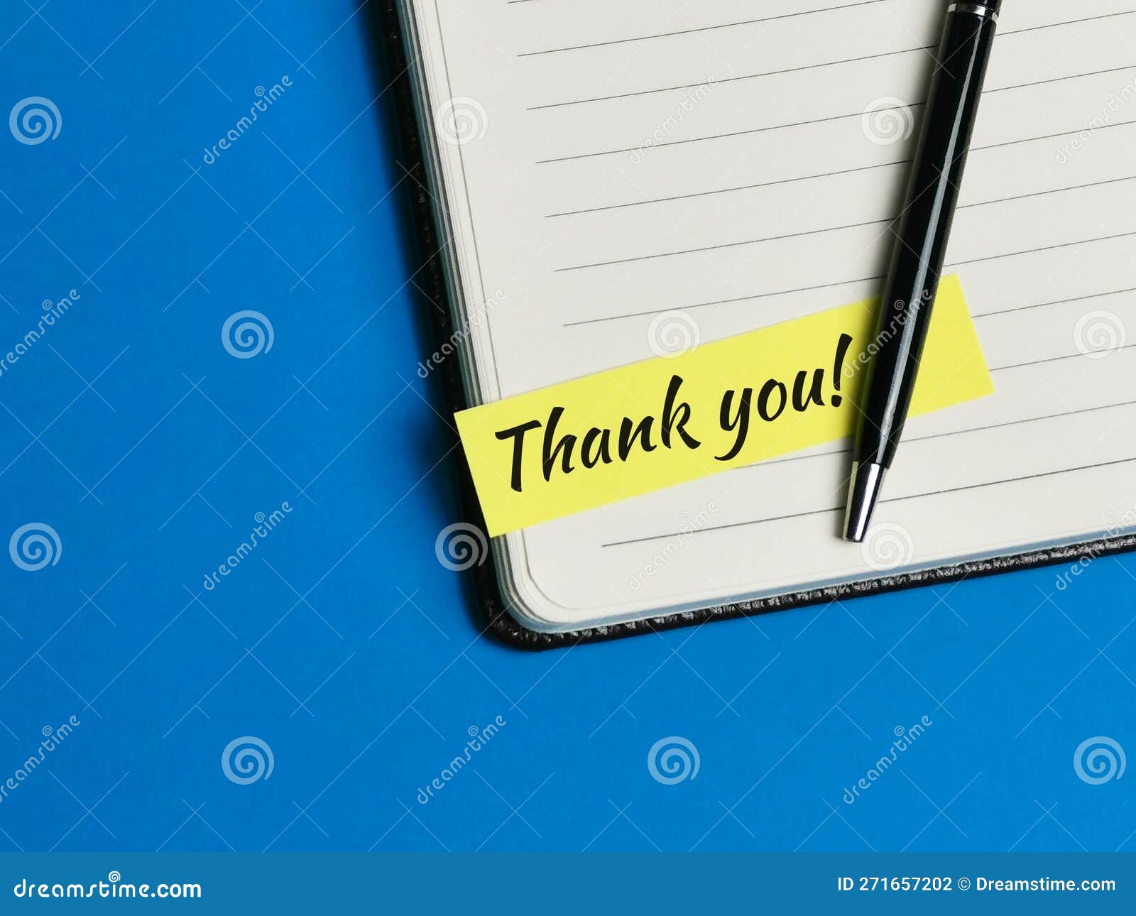 Thank You Note Stick on Notebook with a Pen. Stock Photo - Image of ...