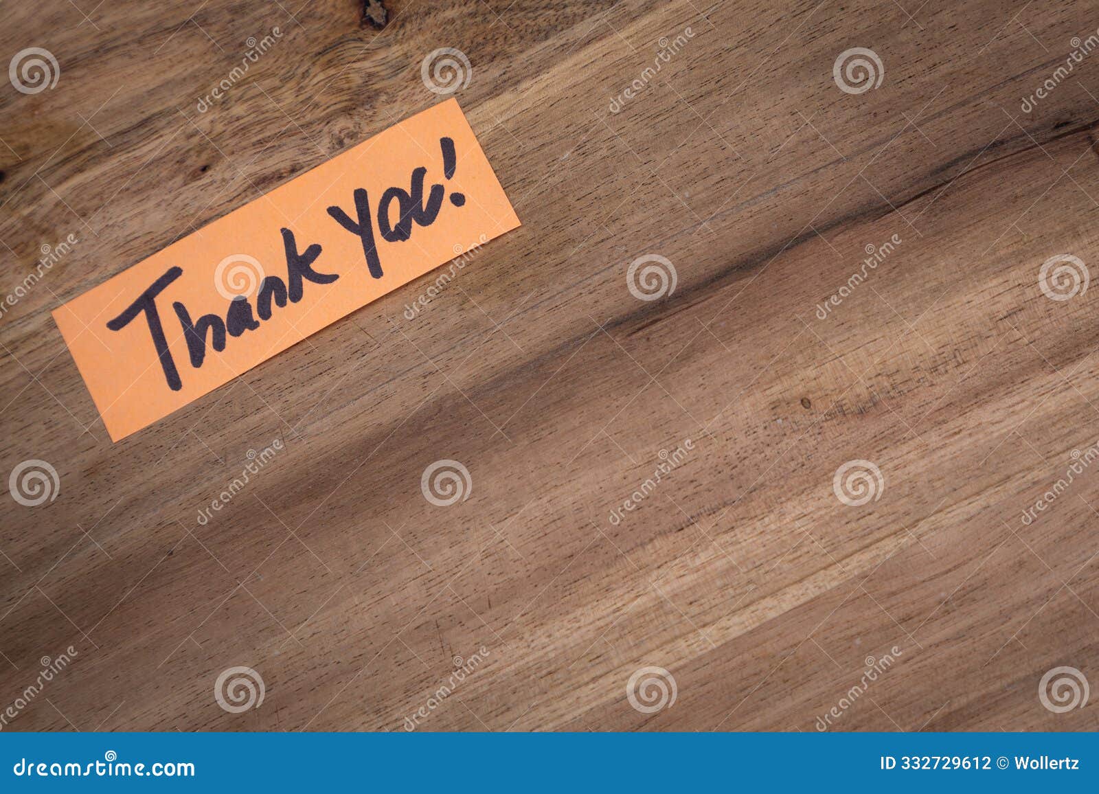 A Thank You Note on a Wooden Surface Stock Photo - Image of office ...