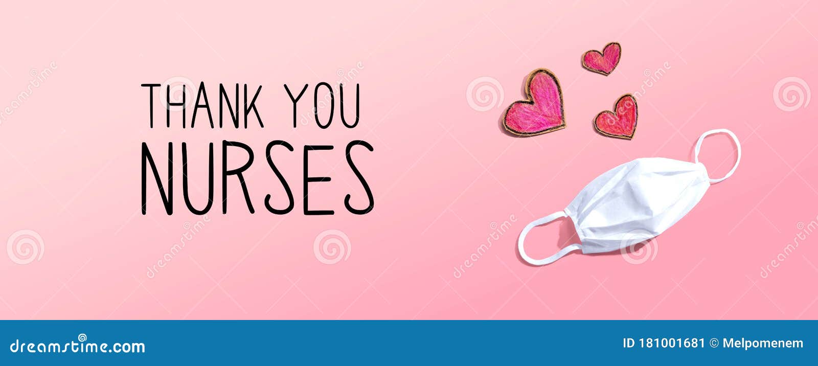 Thank You Nurses Message with Face Mask and Heart Drawings Stock Image ...