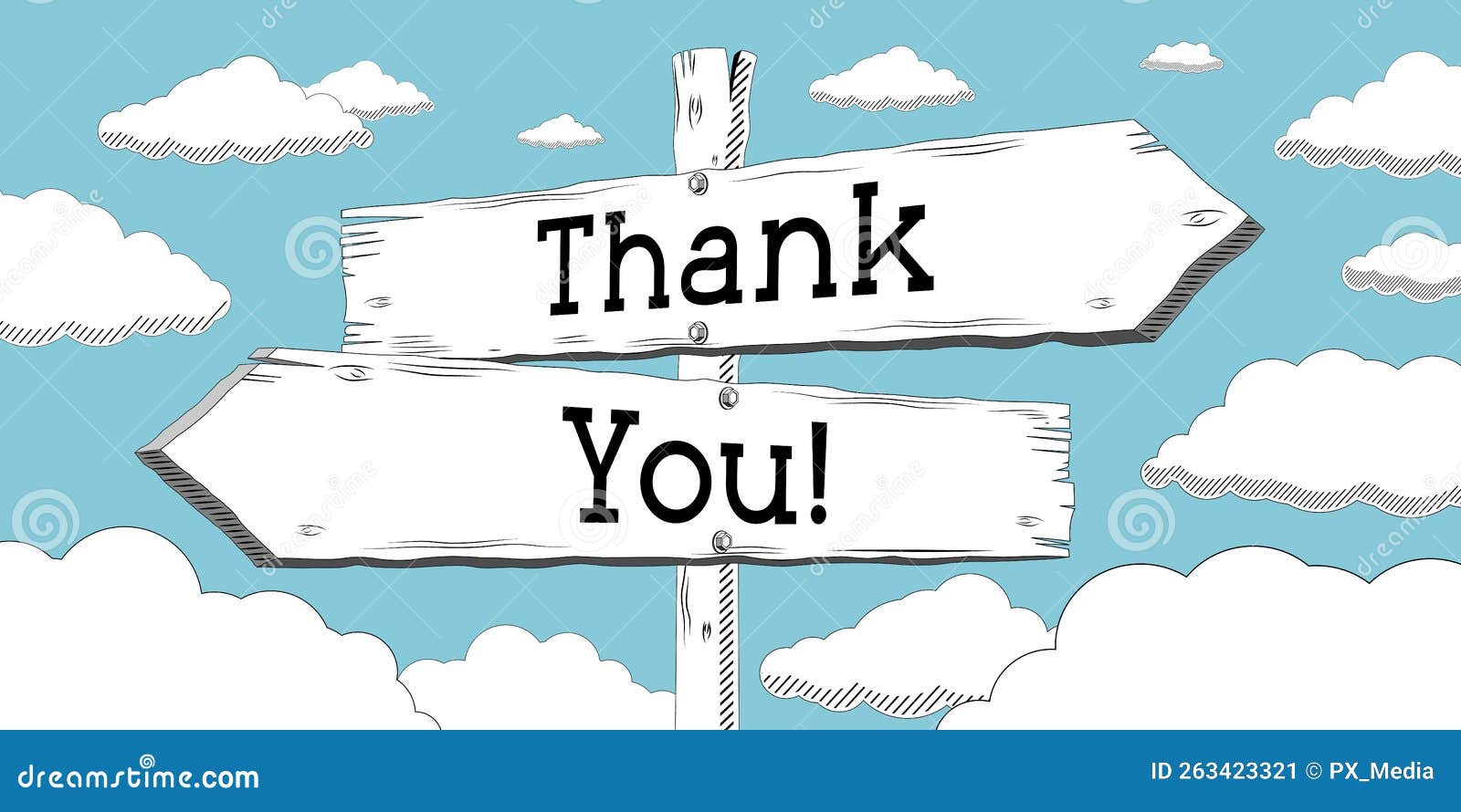 Thank You - Outline Signpost with Two Arrows Stock Illustration ...