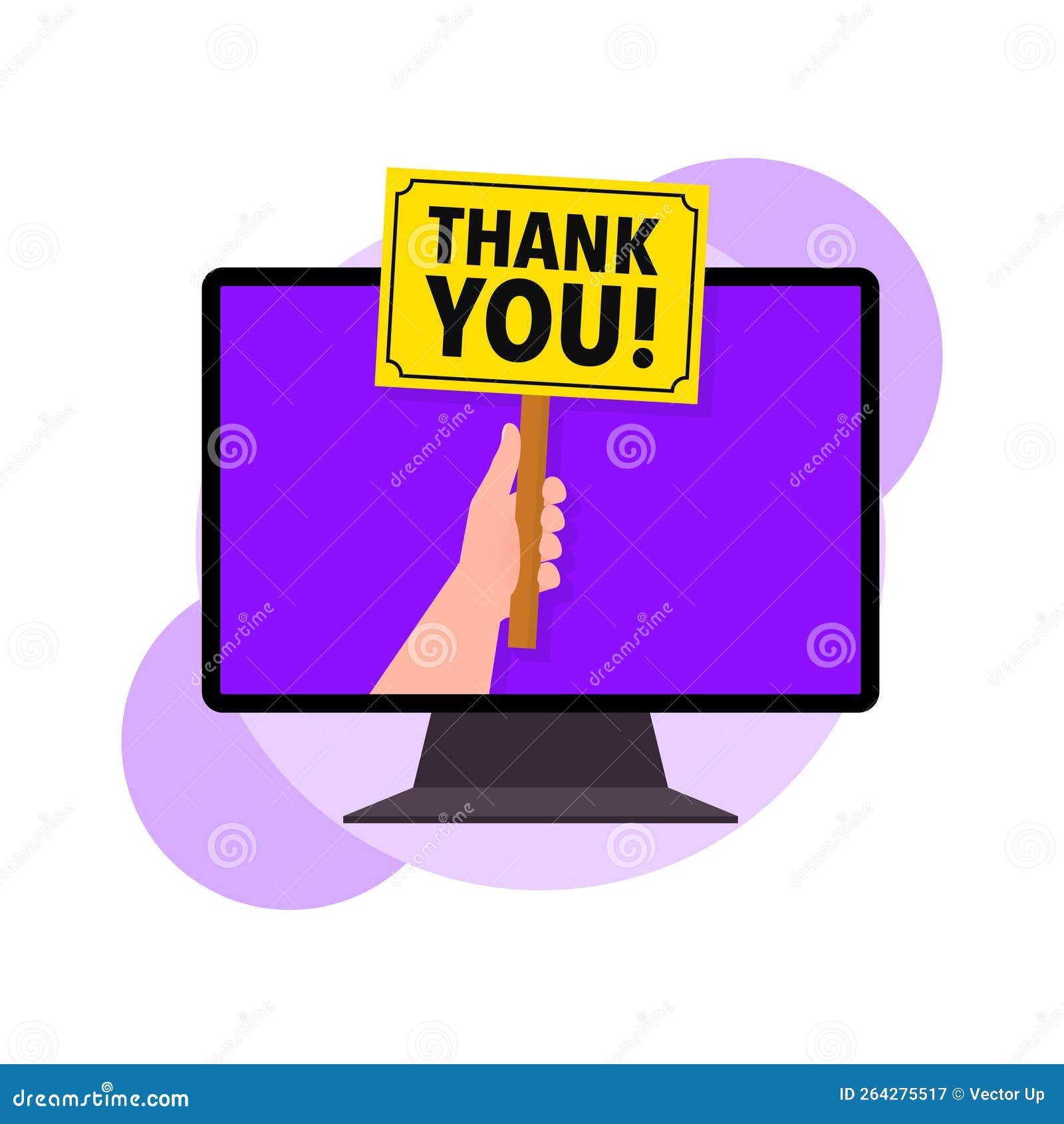 Thank You Placard and Hand, Banner on Computer Screen, Label, Template ...