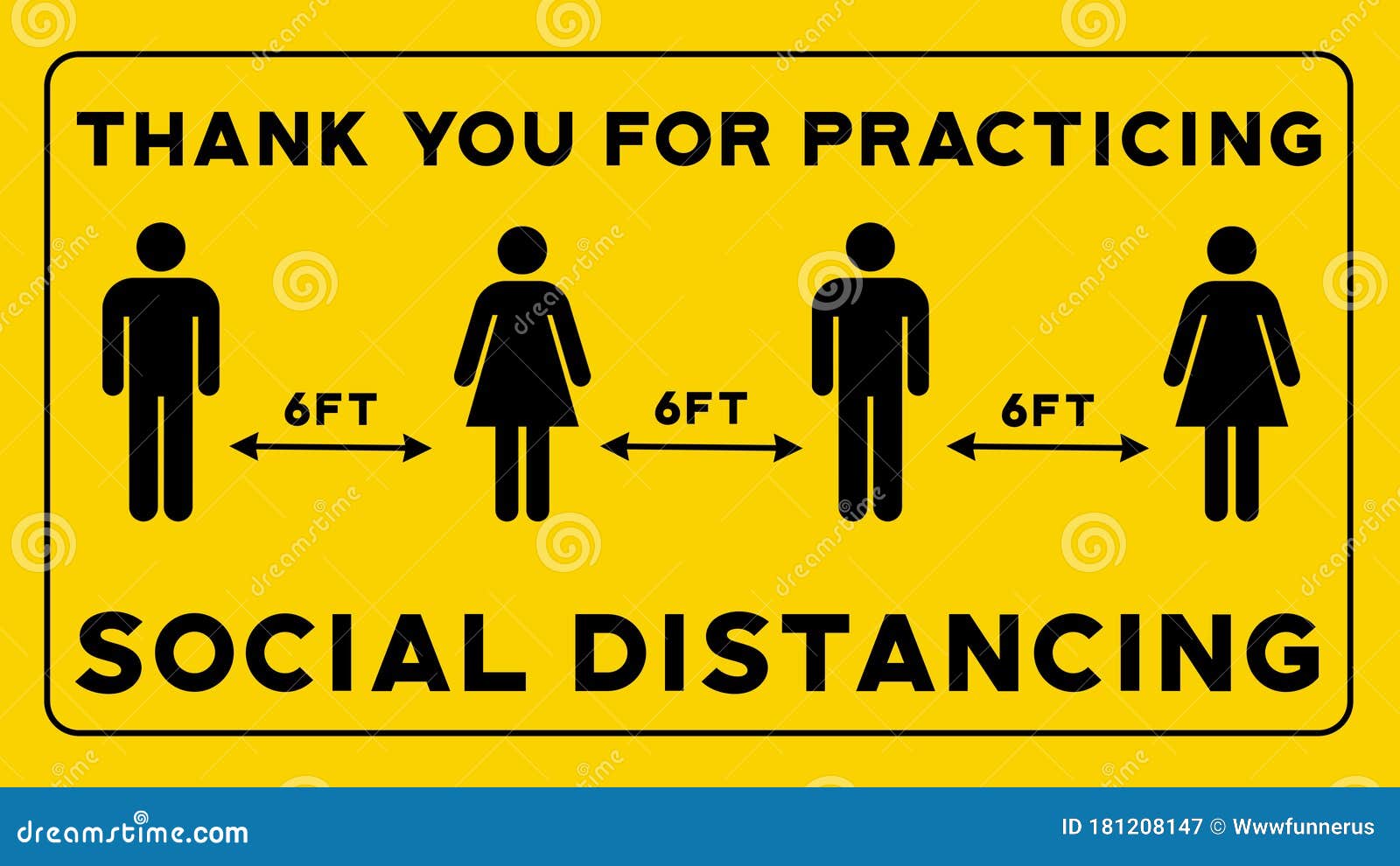 Thank You for Practicing Social Distancing Yellow Sign Stock ...
