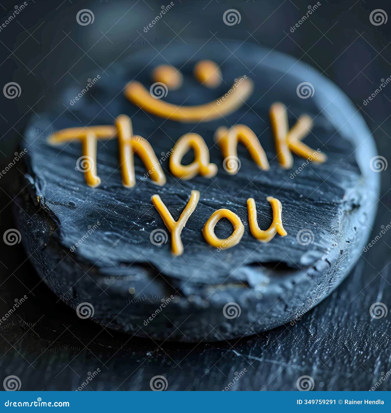 Thank You Stone with a Smiley Face Displayed on a Dark Surface Stock ...