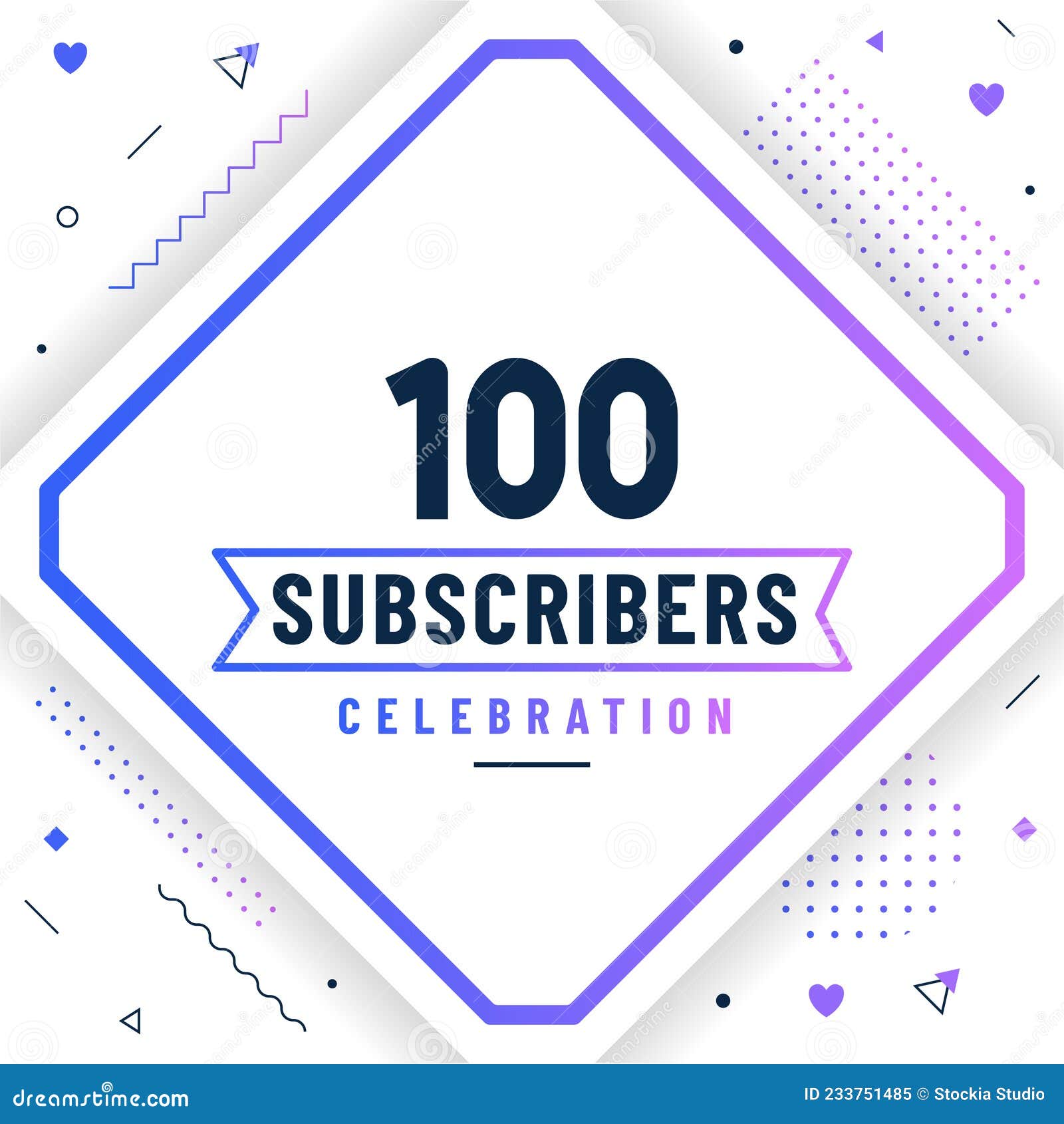 Thank You 100 Subscribers Celebration Modern Colorful Design Stock ...