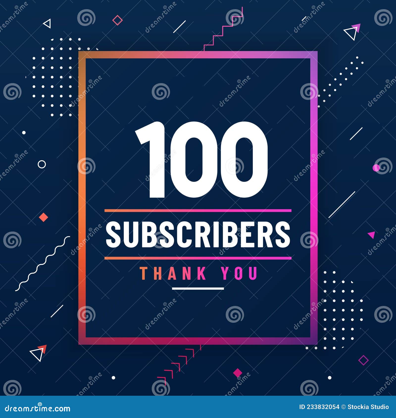 Thank You 100 Subscribers Celebration Modern Colorful Design Stock ...
