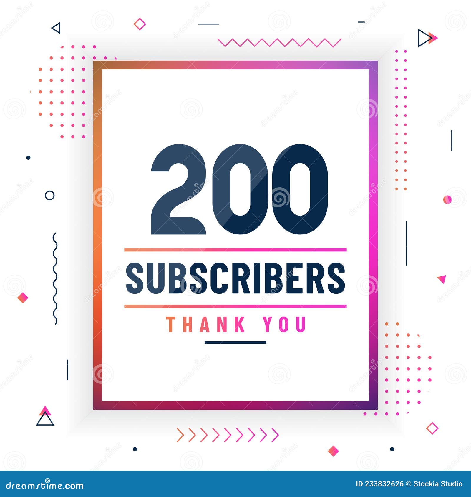 Thank You 200 Subscribers Celebration Modern Colorful Design Stock ...