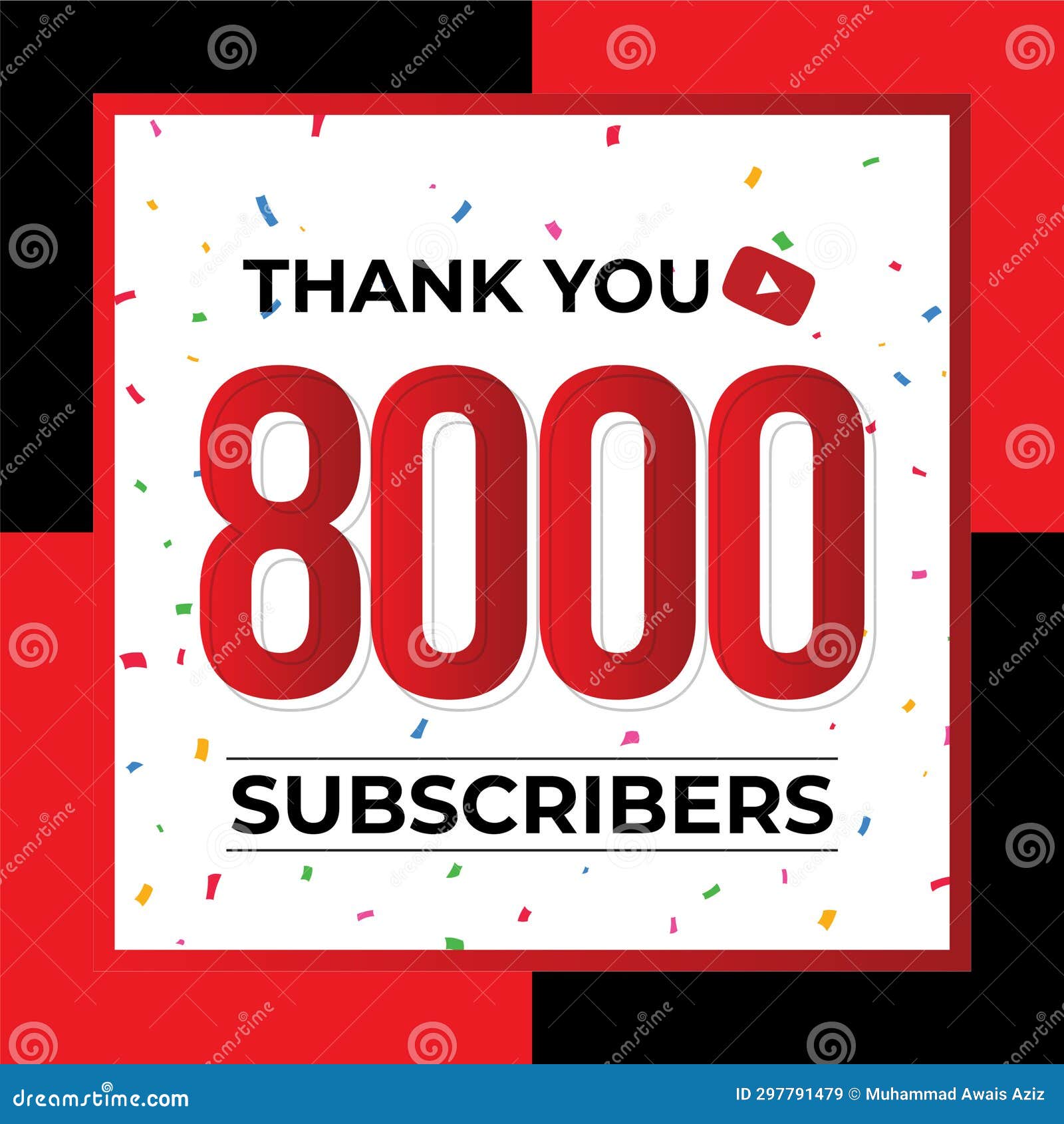Thank You 8000 Subscribers Celebration Vector Template Design Stock ...