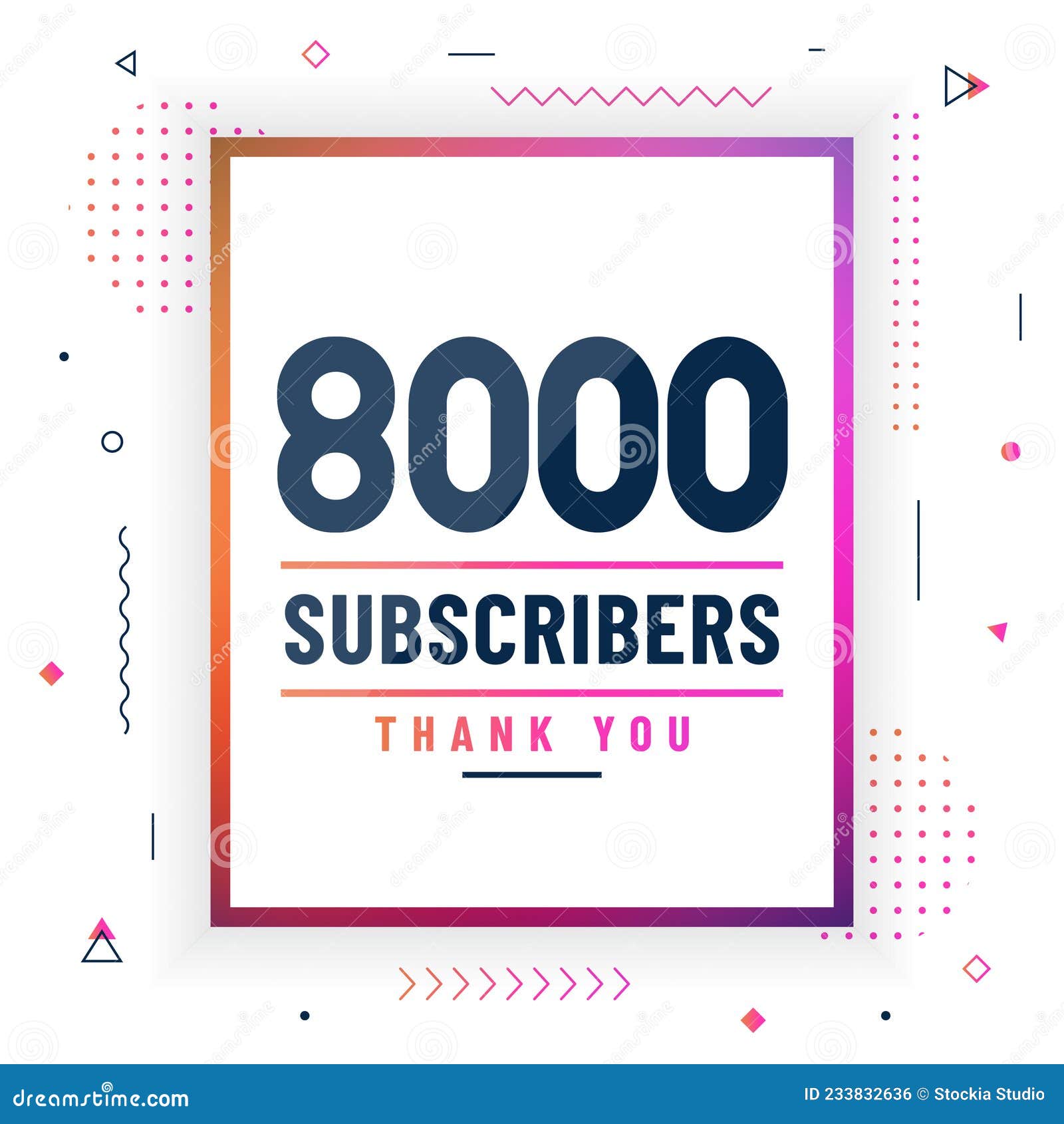 Thank You 8000 Subscribers, 8K Subscribers Celebration Modern Colorful ...