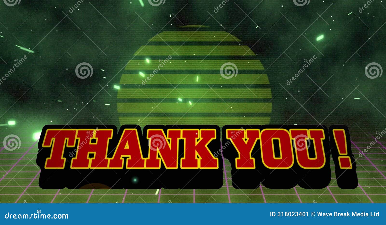 Thank You Text Banner Over Grid Network Against Green Circular Abstract ...