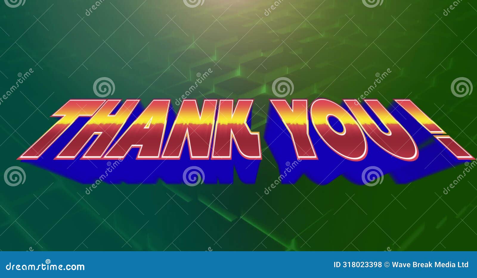 Thank You Text Banner With Shadow Effect Against Digital Wave On Green ...