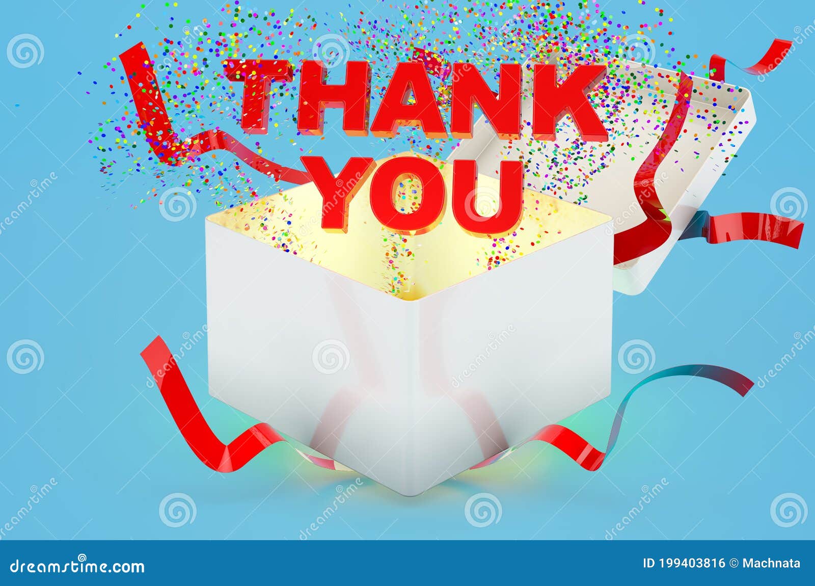 Thank You Text Inside Gift Box. 3D Rendering Stock Illustration ...