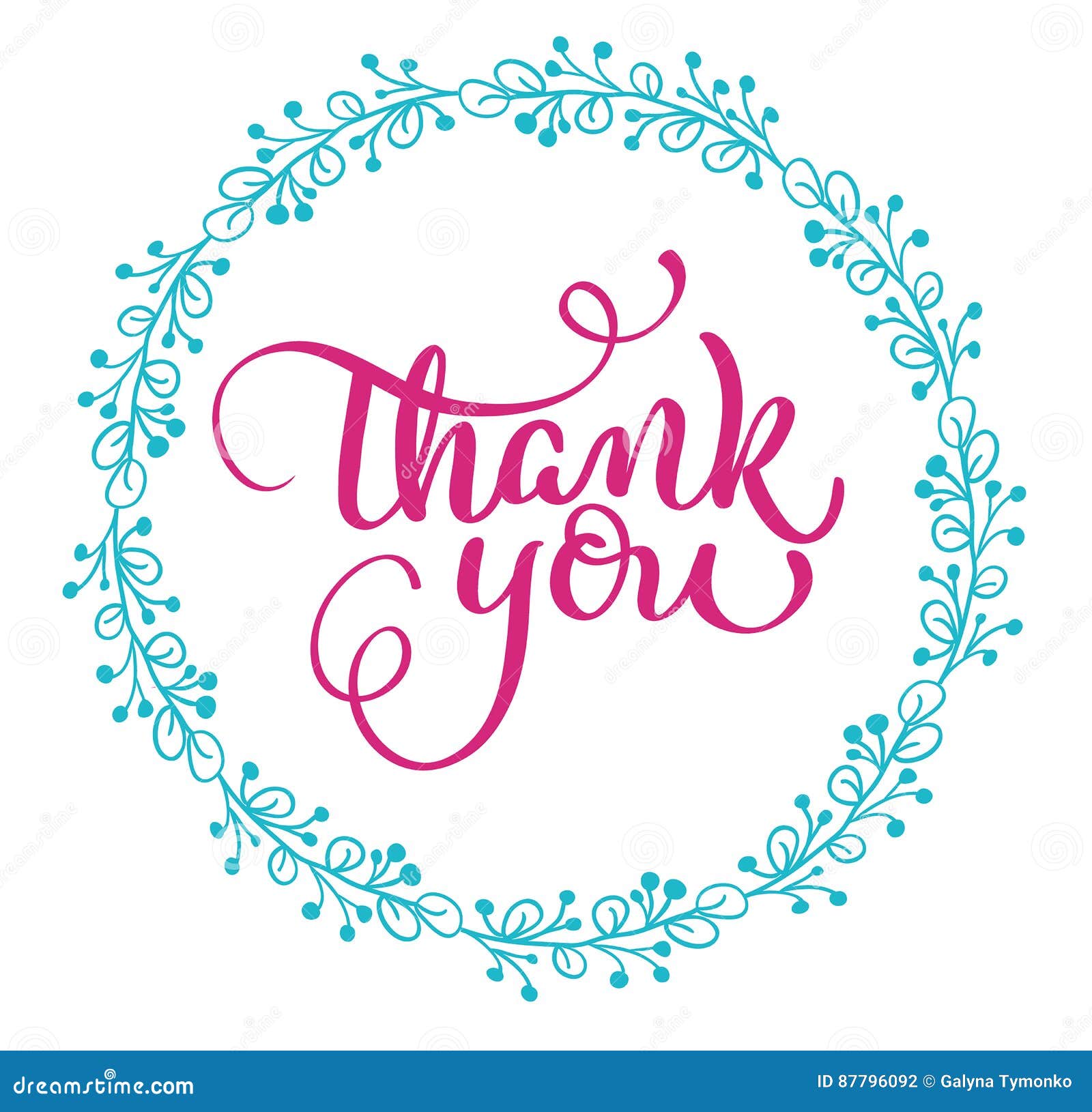 Thank You Text with Round Frame on White Background. Calligraphy ...