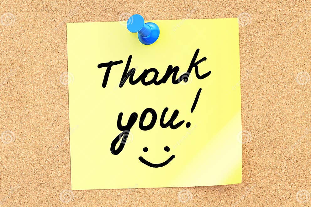 Thank You Text on a Sticky Note, 3D Rendering Stock Illustration ...