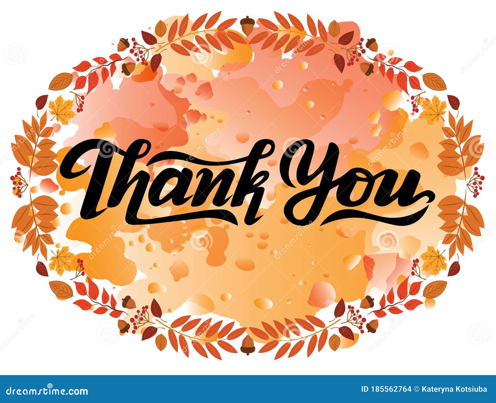 Thank You Vector Lettering in Autumn Fall Style Stock Vector ...