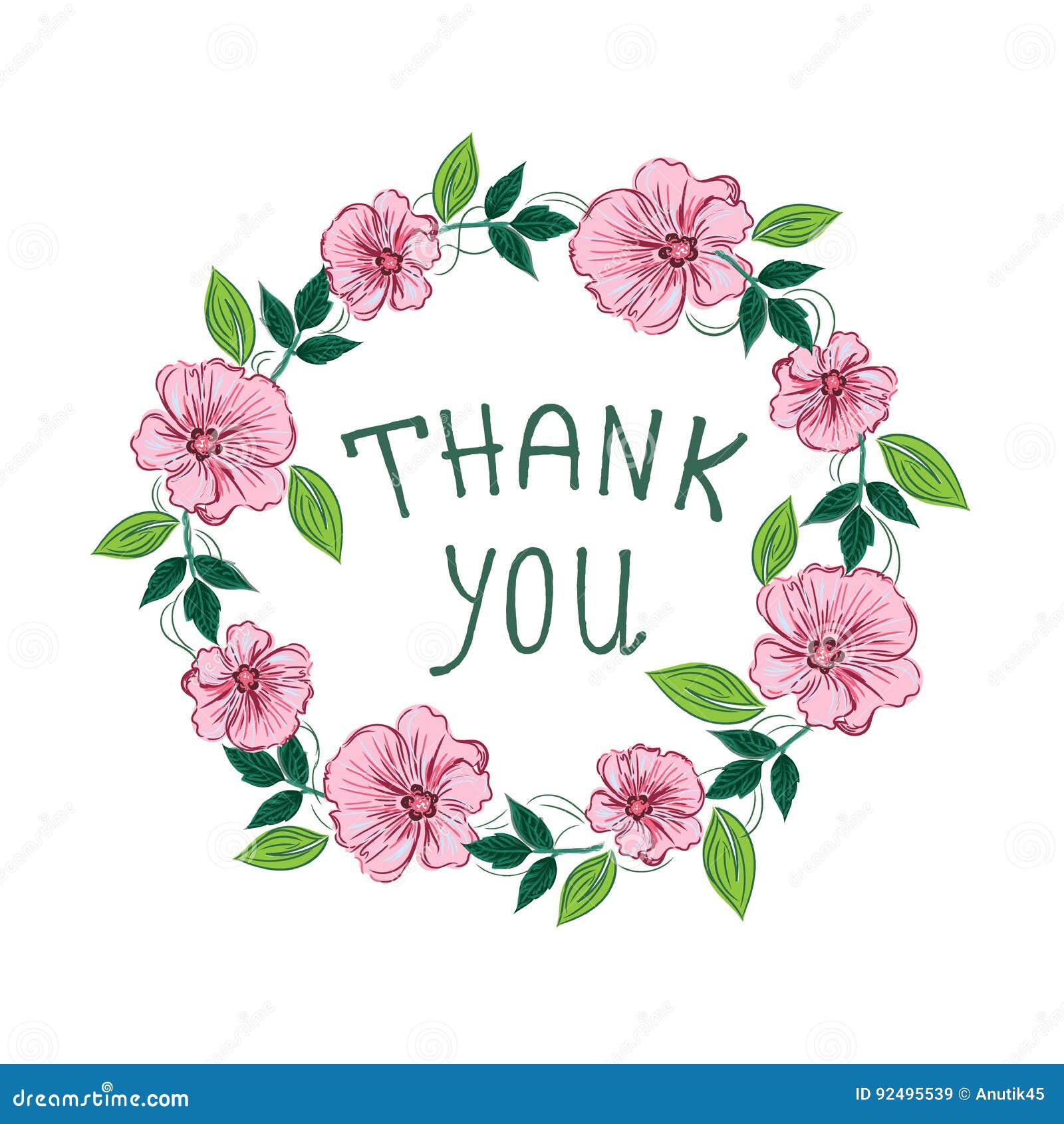 Thank You Wreath, Vector Illustration Stock Vector - Illustration of ...