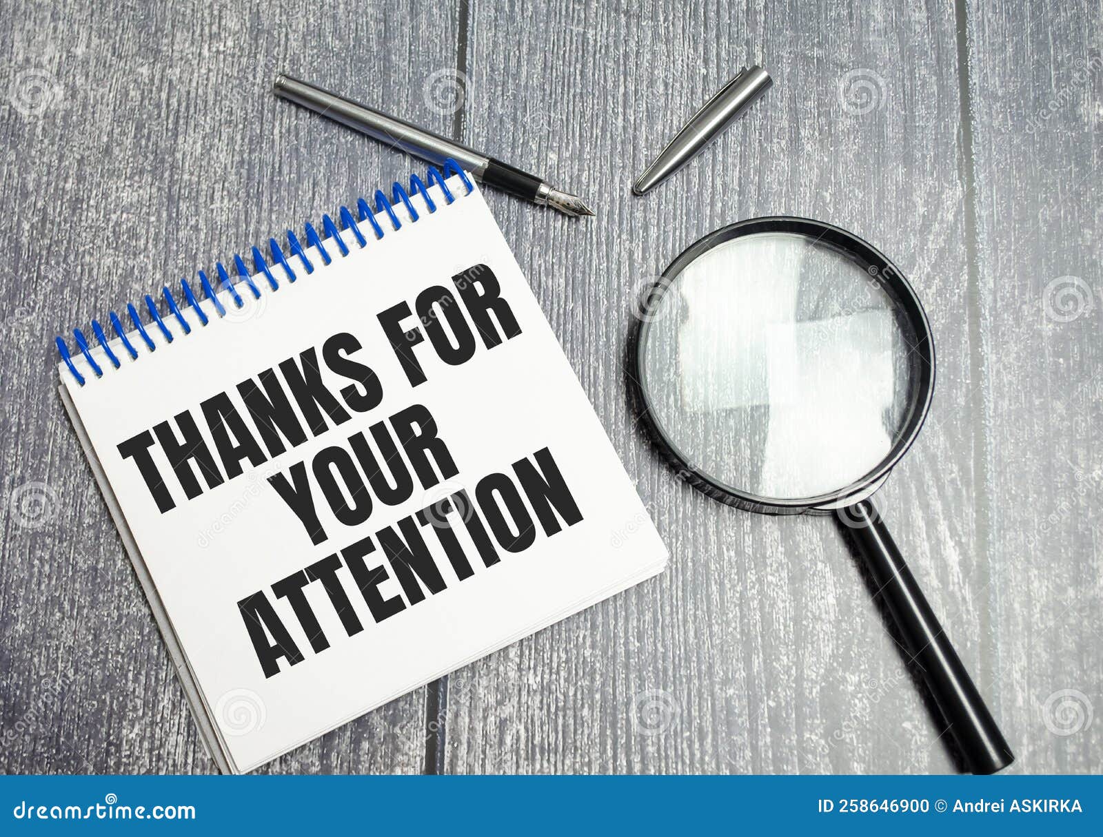 Thank You for Your Attention Text on Notepad and Magnifier with Pen ...