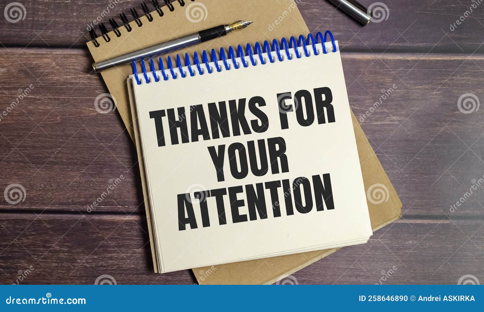 Thank You for Your Attention Text on Notepad and Wooden Background ...