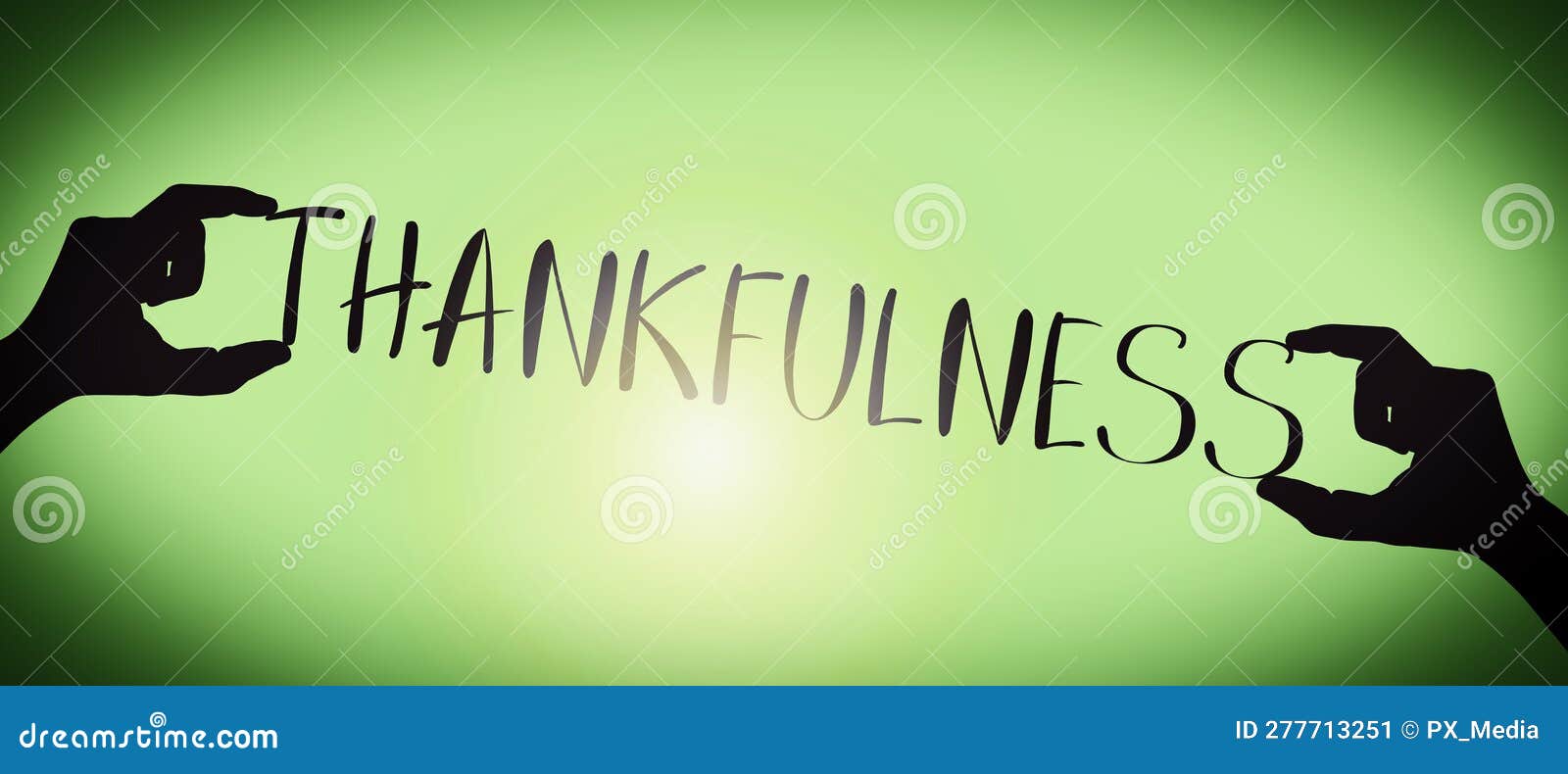Thankfulness - Human Hands Holding Black Silhouette Word Royalty-Free ...