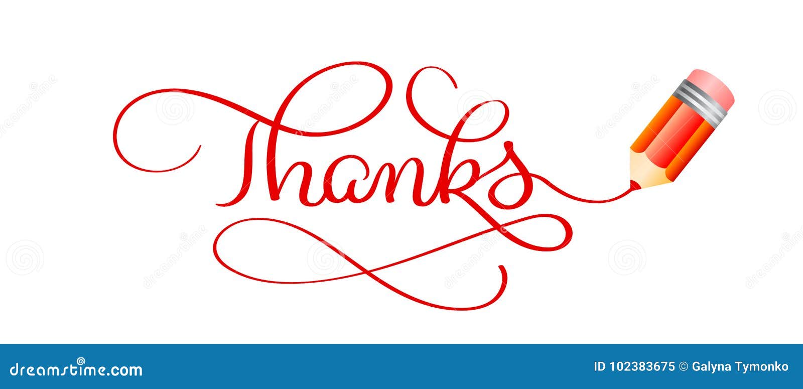 Thanks Calligraphy Lettering Text, Red Pencil and Notebook Write Design ...